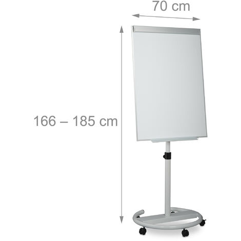 Relaxdays Flipchart, Mobile, with Castors, Magnetic, Height-adjustable ...
