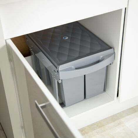 Relaxdays Built-in Waste Bin 4-Compartment, 8 l each, Pull-out Disposal ...