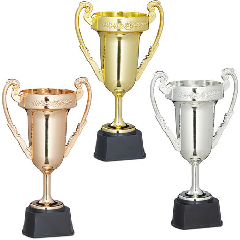 Relaxdays Trophy Set, 3 Pieces, Sports and Celebrations, without ...