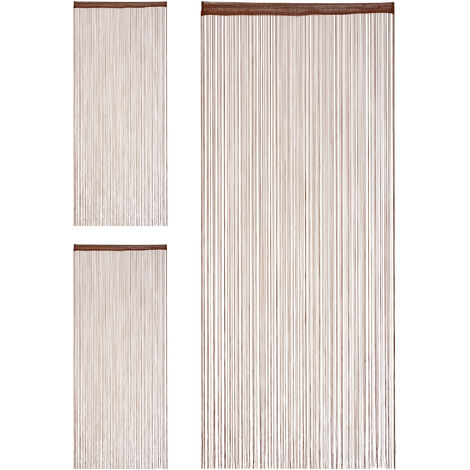 Set of 3 Relaxdays String Curtains, Pull-through, can be shortened, for ...