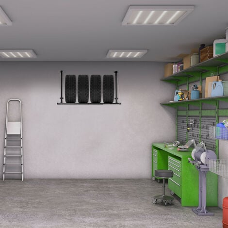 Relaxdays Tyre Rack, Wall Mounting, for 4 Tyres, Telescopic Holder ...