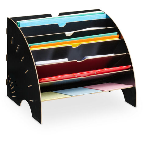 Relaxdays Document Tray, 6 Compartments, DIN A4, HxWxD: 27 x 34 x 27 cm ...