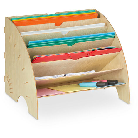 Relaxdays Document Tray, 6 Compartments, DIN A4, HxWxD: 27 x 34 x 27 cm ...