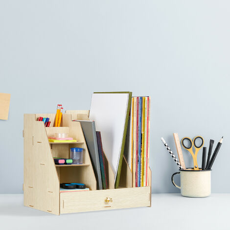 Relaxdays Desk Organiser, Office Supplies and Documents, Different Size ...