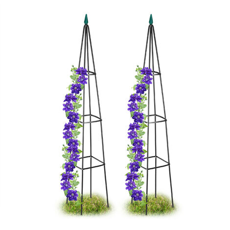 Relaxdays Set of 2 Garden Obelisks, 190 x 35 x 35 cm, Pyramid, Climbing ...