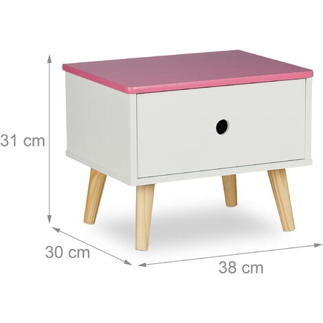 Relaxdays Children's Bedside Table, with Drawer, HWD: 31x38x30 cm, Kids ...