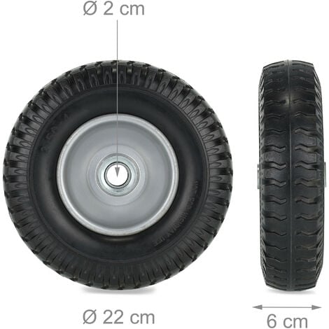 Relaxdays Wheelbarrow Wheels 2.50-4, Set of 2, Solid Rubber, Steel Rim ...