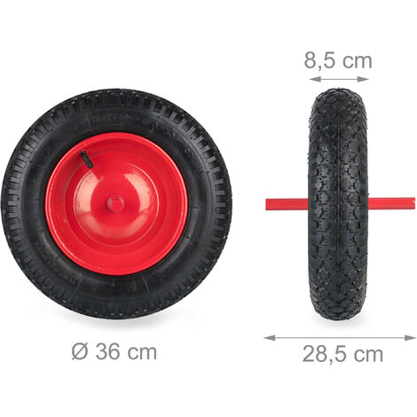 Relaxdays 3.50-8 Wheelbarrow Tyre, Pneumatic Spare Wheel with Fixed ...