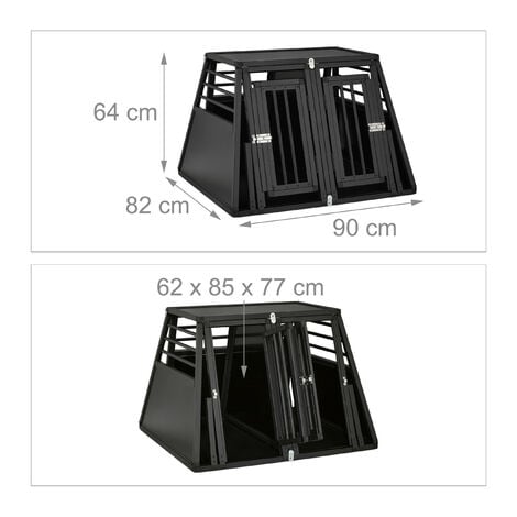 Relaxdays Dog Box Car, Double Dog Transport Crate, Boot, Slanted ...