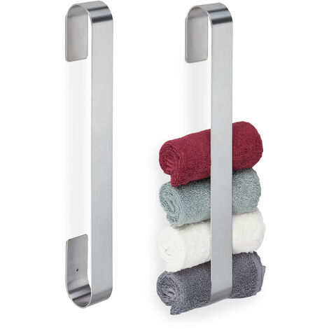 Relaxdays 2x Towel Rails, Self-Adhesive, 430 Stainless Steel, Bathroom ...