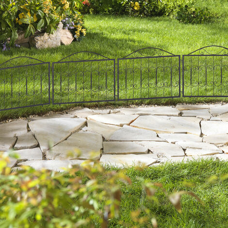 Relaxdays Lawn Edging, H x W: 60 x 60 cm, 4-Piece Set, Garden Flowerbed ...