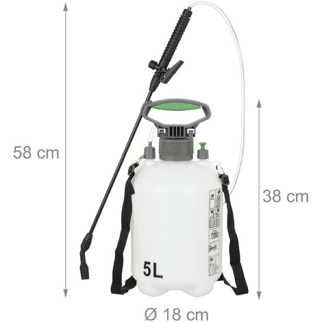 Relaxdays Pressure Spray Bottle, 5 Litres, Water & Protect Plants ...