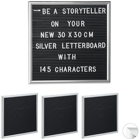 Set of 4 Relaxdays Framed Letter Boards, Incl. 580 Letters, Numbers ...