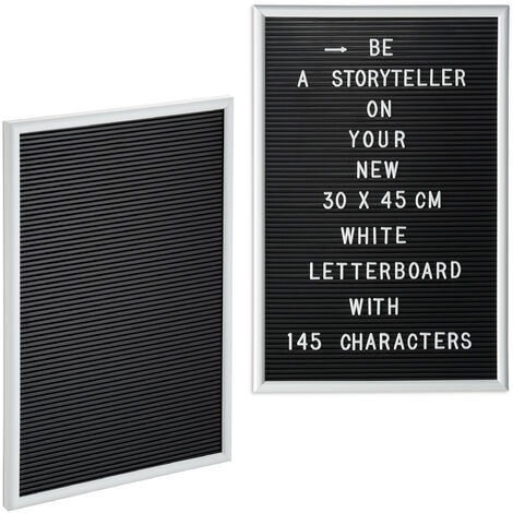 Set of 2 Relaxdays Framed Letter Boards, Includes Letters, Numbers ...