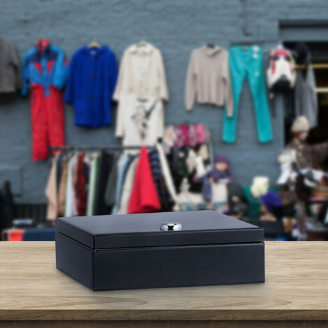 Relaxdays Cash Box, Coin Counter Tray Lockable Steel Portable Change ...