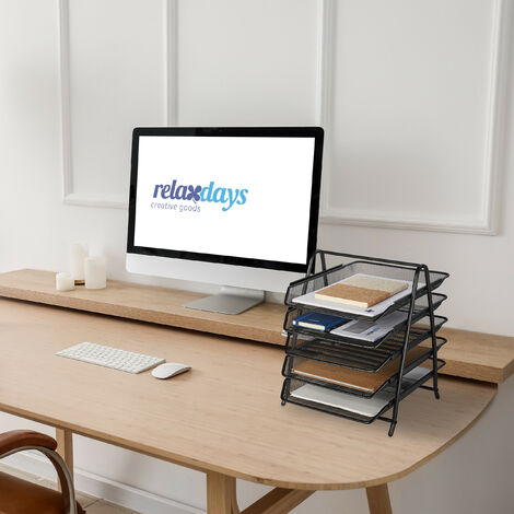 Relaxdays Document Tray, 5 Compartments, Filing System, Mesh, Letter ...