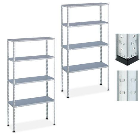 Relaxdays Heavy Duty Shelving Unit, Set of 2, H x W x D: 152 x 76 x 31 ...