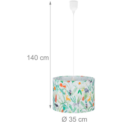 Relaxdays Kids Light Fixture, Lampshade with Jungle Design, 140 x 35 cm ...