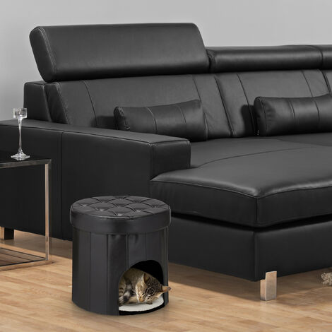 Relaxdays Cat Stool, 2 in 1 Seat Stool & Pet Cave, for Cats & Small ...