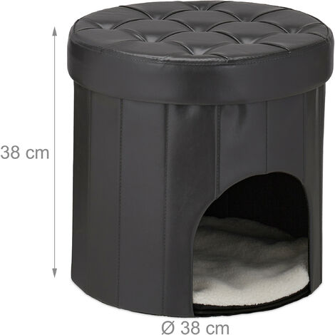 Relaxdays Cat Stool, 2 in 1 Seat Stool & Pet Cave, for Cats & Small ...