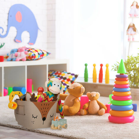 Relaxdays Felt Storage Basket, Animal Motif, Children, Foldable, HxWxD ...