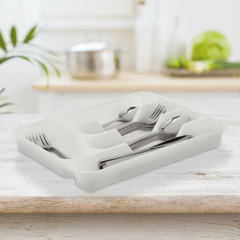Relaxdays Set of 2 Cutlery Trays, 4 x 24.5 x 32.5 cm, 5 Compartments ...