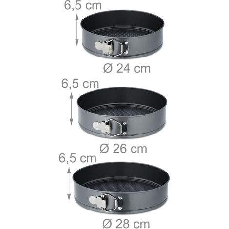 Relaxdays Set of 3 Springform Pans, Round Baking Forms, Ø 24, 26, 28 cm ...