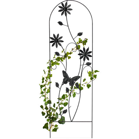 Relaxdays Metal Trellis, Flower Design, Creeper for Climbing Plants ...