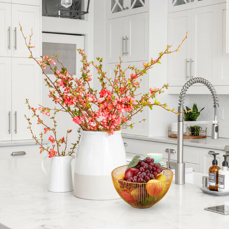 Relaxdays Metal Fruit Bowl, Round Wire Basket, HxD:14 x 25 cm, Fruits ...