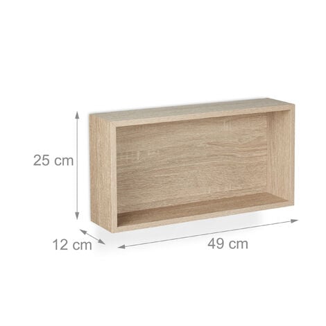 Relaxdays Set of 3 Floating Shelves, Wall Cubes in Wood Look, 2 Sizes ...