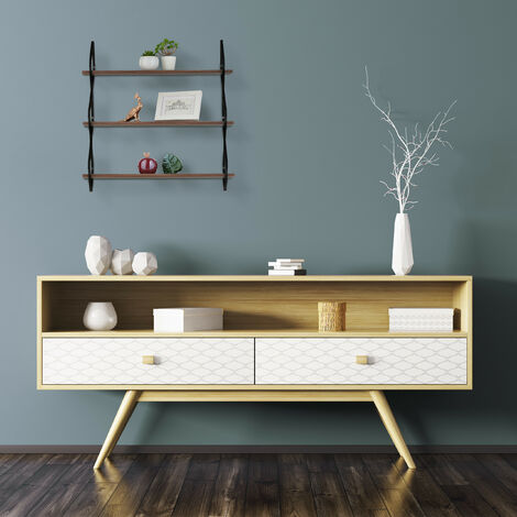 Relaxdays Wall Shelf, 3 Tiers, Decorative Storage, HWD: 60 x 60 x 18.5 ...