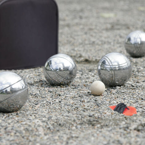 Relaxdays Boule Set, 4 Metal Balls, Includes Jackball & Measuring Tool ...