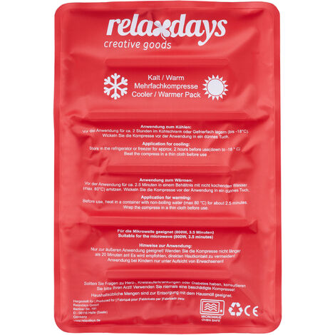 Relaxdays Hot and Cold Pack, Warm Compress, 25 x 36 cm, Gel Cooling Pad ...