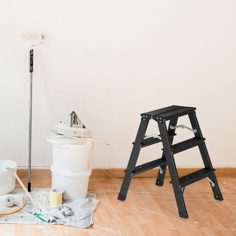 Relaxdays Foldable Step Ladder, 3 Step, Aluminium, Load 120 kg, Foldup ...