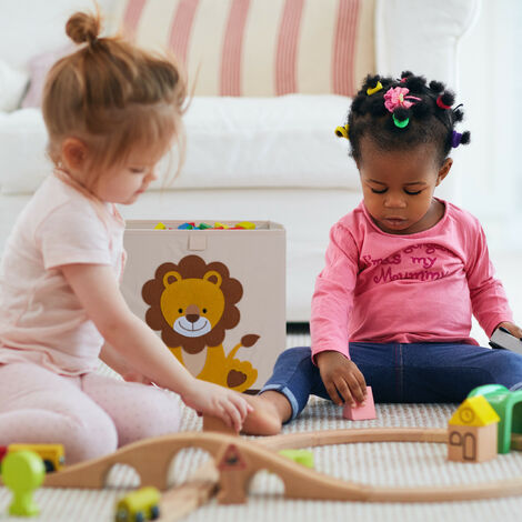 Relaxdays Toy Box, Children, Lion Symbol, HxWxD: 33 x 33 x 33 cm ...