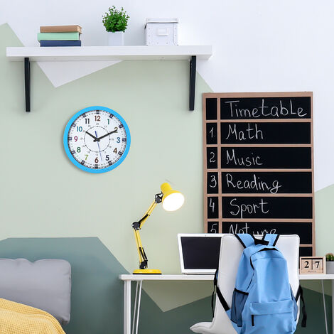 Relaxdays Wall Clock, Learn, Time, Battery Powered, Classroom, Office ...