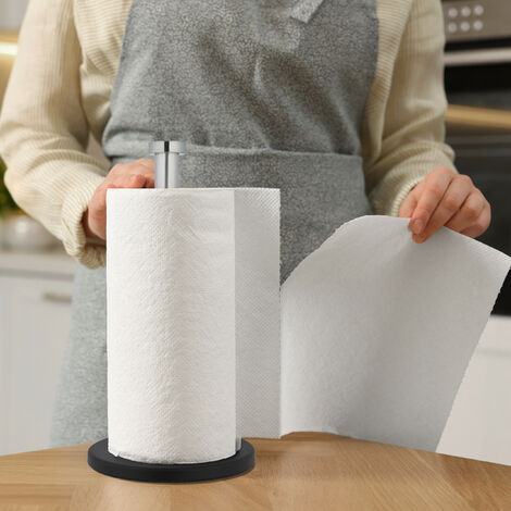 Relaxdays Kitchen Roll Holder, Stable Standing, Stainless Steel, Paper ...