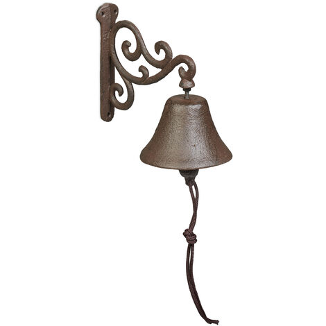 Relaxdays Cast Iron Door Bell, Antique Design, Vintage Hanging Doorbell ...