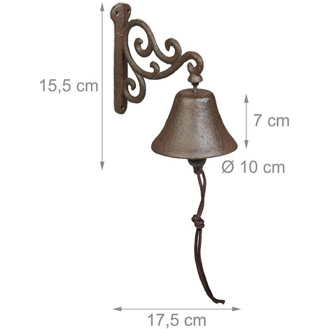 Relaxdays Cast Iron Door Bell, Antique Design, Vintage Hanging Doorbell ...