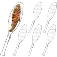 Relaxdays fish roaster set of 6, stainless steel, with handle, 54 cm ...