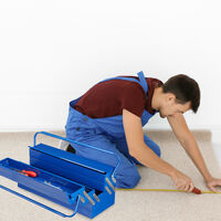 Relaxdays Empty Tool Box, 5 Compartments, With Handle, Metal, Lockable, Toolbox, HWD 21 x 53 x ...