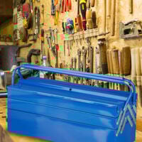 Relaxdays Empty Tool Box, 5 Compartments, With Handle, Metal, Lockable, Toolbox, HWD 21 x 53 x ...