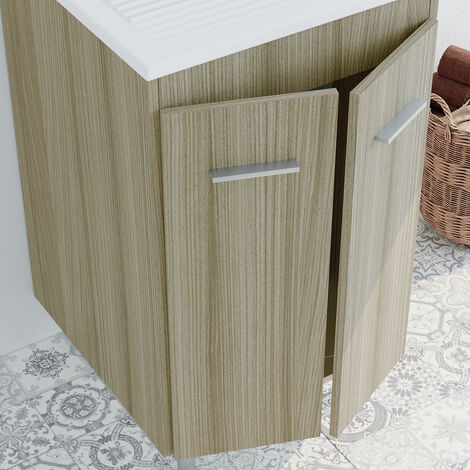 Mobile lavatoio in Legno CALLISTO 60X50 cm asse lavapanni pilozza vasca ...