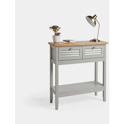VonHaus Grey & Ash Veneer Console Table – Natural Wooden Sideboard ...