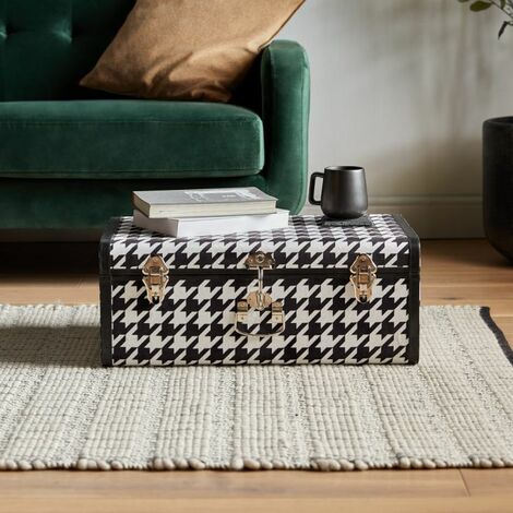 Spinningfield Hounstooth Storage Trunk – Faux Leather Storage Chests ...