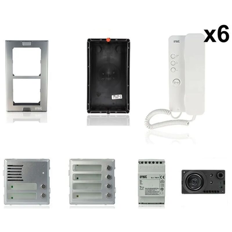CITOFONO URMET 6 FAMIGLIE KIT COMPLETO CON CORNETTA 1150