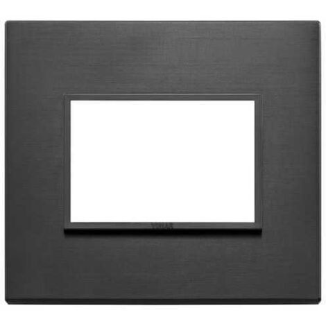 Placca Vimar Eikon Evo Alluminio Nero totale 3 moduli 21653.18