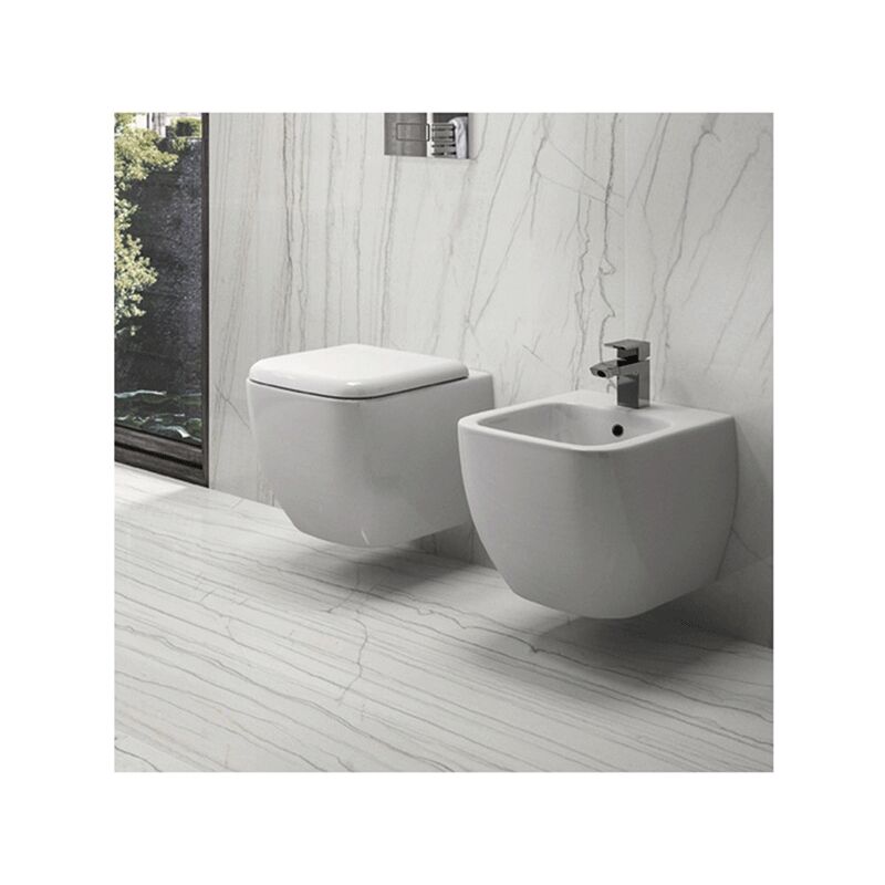 Sanitari sospesi Metropolitan Rak Ceramics: WC, Bidet, Copriwater Bianco