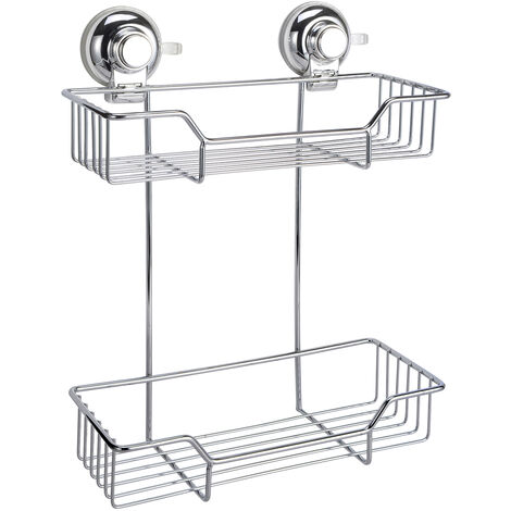 Portaoggetti doppio per doccia in filo da muro in metallo e resine ...
