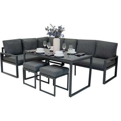 Ensemble de meubles de jardin en aluminium gris anthracite 7 places ...